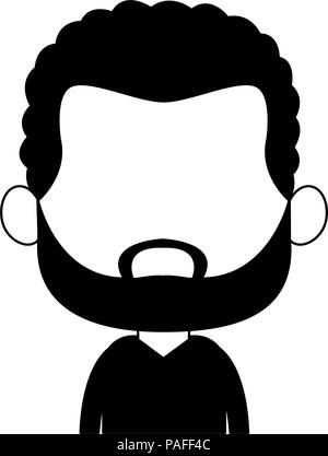 Cute midget black man with beard profile vector illustration graphic ...