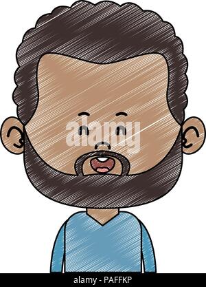 Cute midget black man with beard profile vector illustration graphic ...