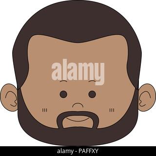 Cute midget afro man face with beard vector illustration graphic design ...