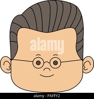 Cute midget man face with glasses cartoon vector illustration graphic ...