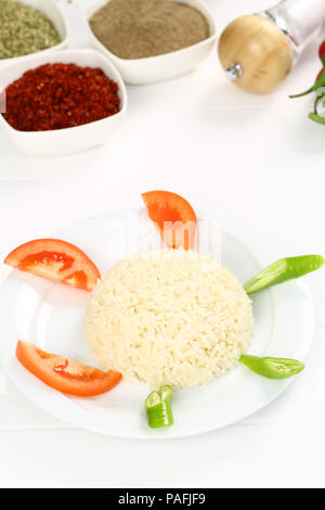 Traditional Turkish Rice Pilav. Plain Pilaf Portion Served. Organic ...