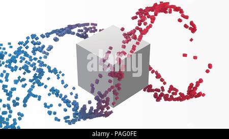 small cubes forming a big cube. blockchain and big data cncept. 3D ...