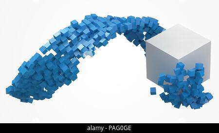 small cubes forming a big cube. blockchain and big data cncept. 3D ...