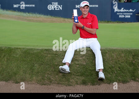 Scotland's Sam Locke with the silver medal for best amateur during day ...