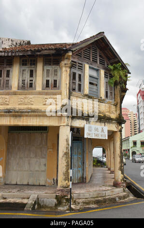Old and poorly maintained buildings in the process of being refurbished ...