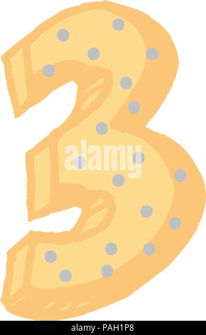 cute number three icon over white background, vector illustration Stock ...
