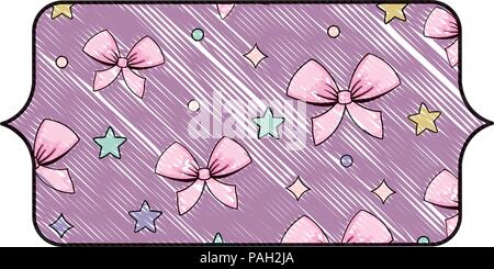 banner with bows and stars pattern over white background, vector ...