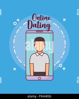 online dating design with cellphone with avatar in screen over ...