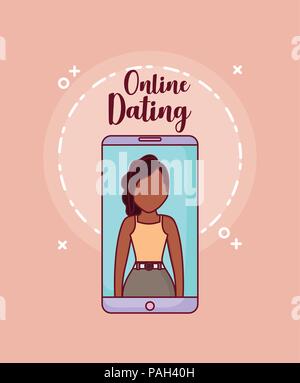 online dating design with cellphone with avatar in screen over ...