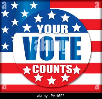 Your Vote Counts Banner American Red White and Blue Stock Vector Image ...