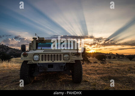 A HumVee police tactical vehicle parked in the parking lot of the City ...