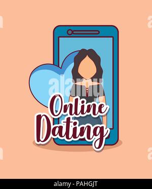 online dating design with cellphone with avatar in screen over ...