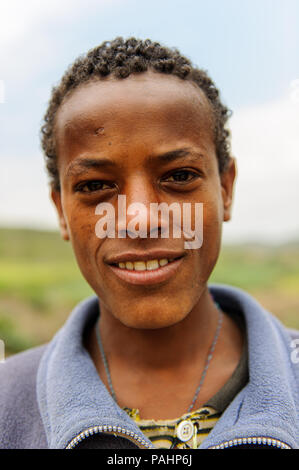 AKSUM, ETHIOPIA - SEP 24, 2011: Unidentified Ethiopian beautiful girl ...