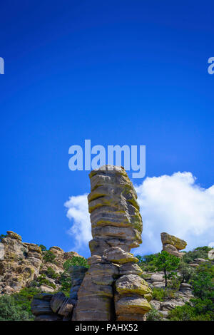Hoodoo rock formations on Mt. Lemmon Scenic Byway are touched with snow ...