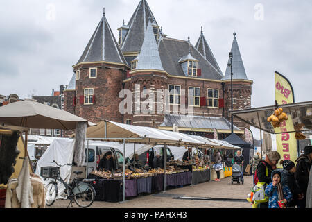 Wide shot of a market in Amsterdam Amsterdam, Netherlands Stock Photo ...
