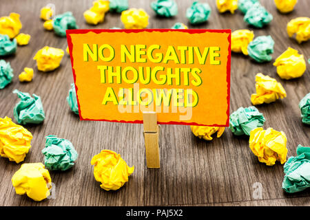 Handwriting text No Negative Thoughts Allowed. Word for Always positive ...