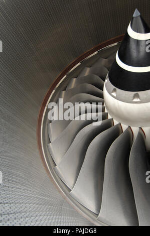 engine front-fan blades and spinner of an IAE V2527-A5 jet-engine on an ...