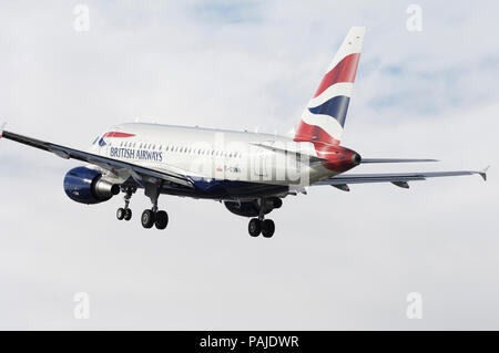 British Airways Airbus A318-100 climbing out after take-off Stock Photo ...