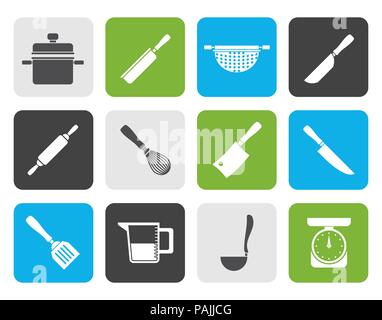 Baking tools icons. Flat vector simple pictograms. Kitchen bakery ...