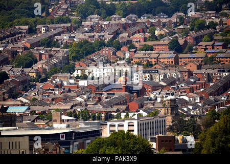 Blackburn town centre in Lancashire, The Wainwright Bridge a landmark ...