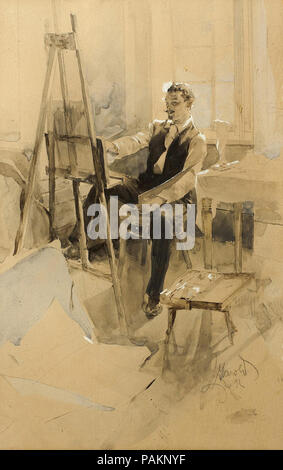 Ludek Marold Maler im Atelier Stock Photo - Alamy