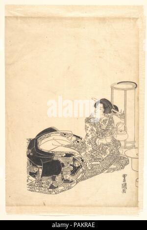 Sketch of a courtesan. ink on paper. Origin: Japan. Period: Edo period ...