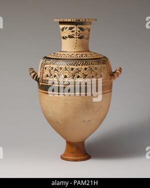 This ancient Greek hydria is a vessel used for carrying water ...