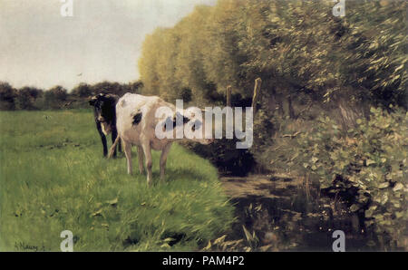Mauve Anton - Koeien Aan Een Sloot - Dutch School - 19th Century Stock ...