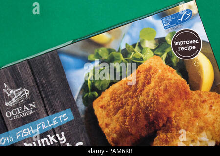 Cod fillets package with MSC certified sustainable food logo UK Stock ...