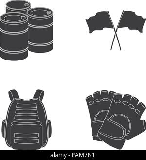 Protective vest, gloves and other equipment. Paintball single icon in ...