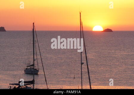 Sunset in Ibiza at Sunset Ashram bar Cala Conta Stock Photo - Alamy