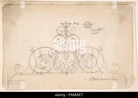 Wrought Metal Foliate Ornament with Grotesque Masks. Artist: Anonymous ...