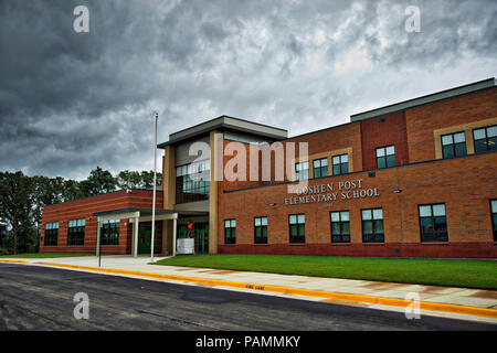 UNITED STATES: July 23, 2018: Goshen Post Elementary School, located at ...