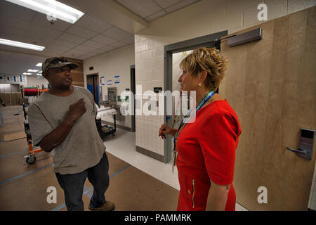 UNITED STATES: July 23, 2018: Goshen Post Elementary School, located at ...