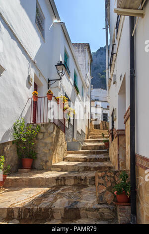 Very steep, narrow street, Ubrique, Cadiz Province, Spain Stock Photo ...