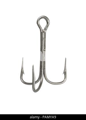 Fishing tackle, hook close-up on a white isolated background Stock ...