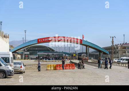 Serow, Iran - April 9, 2018: Sero border terminal. Common border of ...