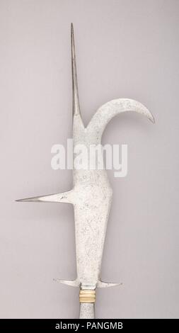 Guisarme, 16th century, Italian, Steel, wood, textile (velvet), brass ...