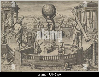 Allegory of the Twelve Labors of Hercules Statues in a Circular Garden ...