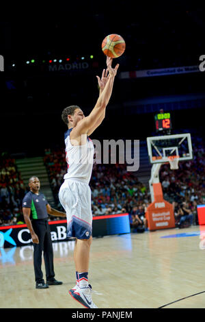 NBA basketball player Klay Thompson shows basketball skills during a ...
