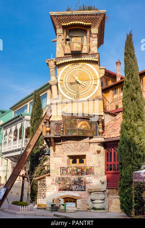 The Leaning Clock Tower landmark of Tbilisi Georgia capital city ...