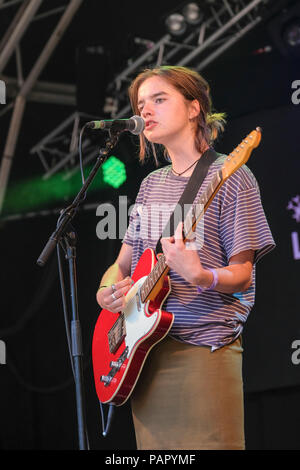 Clottie Cream, lead singer of Goat Girl performing at the Larmer Tree ...