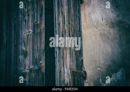 Slightly open antique wood window Stock Photo - Alamy