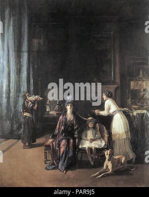 John Lavery - The Artist's Studio, Lady Hazel Lavery with her Daughter ...