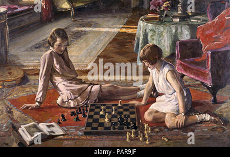 Lavery Sir John - the Chess Players Stock Photo - Alamy