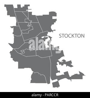 Simple map of Stockton, California, USA. Black and white version for ...