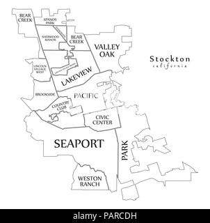 Modern City Map - Stockton California city of the USA with ...