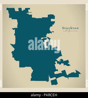 Modern City Map - Stockton California city of the USA with ...