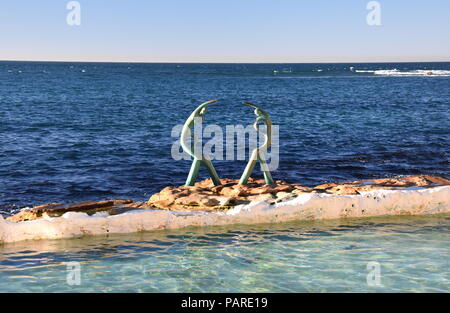 Sculpture The Sea Nymphs or The Oceanides at Fairy Bower rock pool in ...