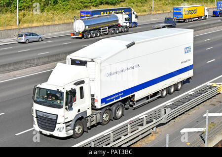 Side & front view NHS supply chain transport DAF hgv lorry truck ...